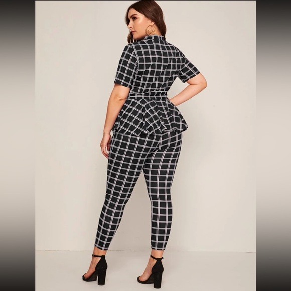 SHEIN | Pants & Jumpsuits | Emory Rose Mock Neck Belted Plaid 2 Piece ...
